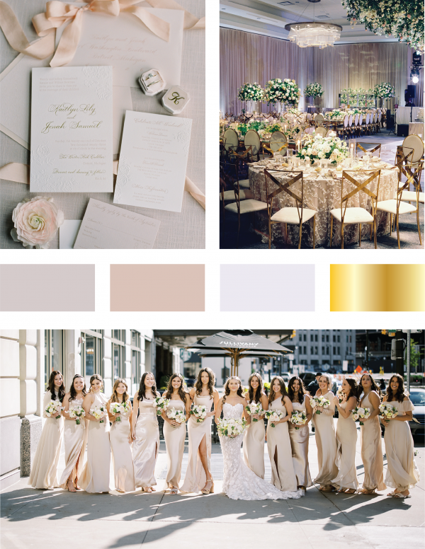 Taupe wedding at the Book Cadillac | Kaitlyn & Jonah - Leah E. Moss Designs